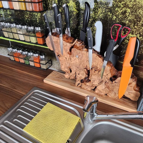 X-large Knife Block for Several Knives / Damask Knives Magnetic Olive ...