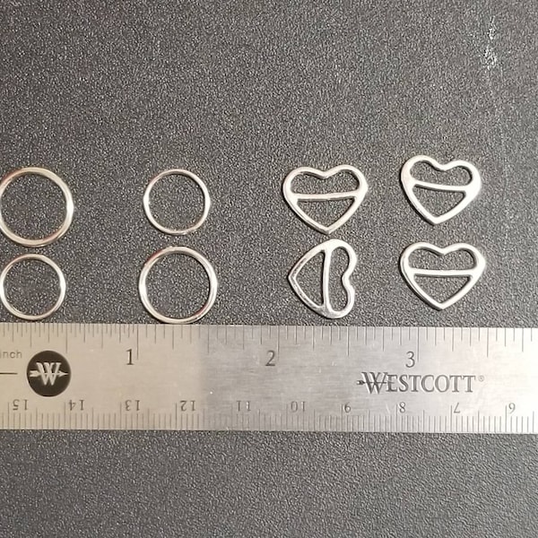 3/8"-10mm, 1/2"-12mm, 5/8"-15mm Metal Heart-shaped Bra Strap Sliders ...