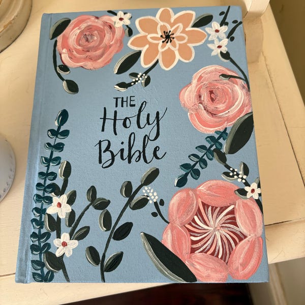 Custom Painted Wedding Bible//personalized Hand Painted Bible//niv ESV ...