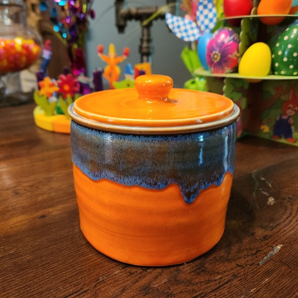 Tall Orange and Blue Ceramic Mug - Etsy
