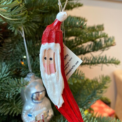 Okra Santa Handmade Christmas Ornament, Santa Claus Ornament, Dried ...