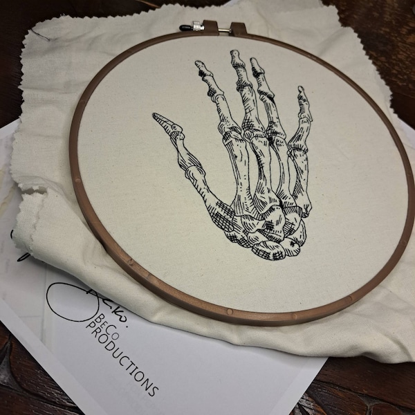 Skeletal Hand Embroidery Pattern - DIY Digital Download - PDF Pattern ...