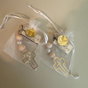 Christening Guest Favors, Personalized Mini Wooden Rosary Favor Baptism ...