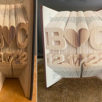 Custom Book Fold PATTERN Initials & Date, Wedding and Date Book Fold ...