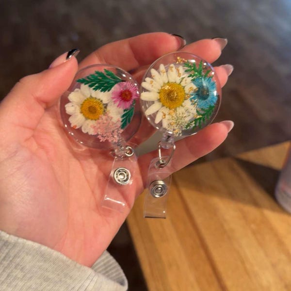 Real Flower Badge Reel for Nurse Gift for Doctor Custom Name Badge Reel ...