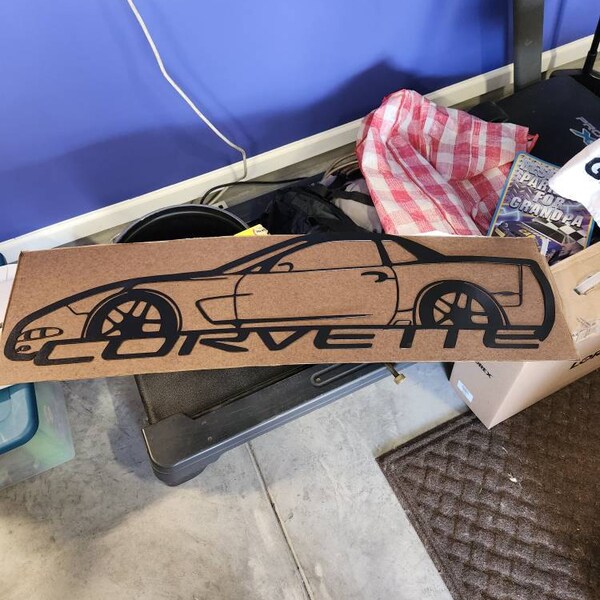 Metal C5 Corvette Wall Art - Silhouette Corvette for Garage or Man Cave ...