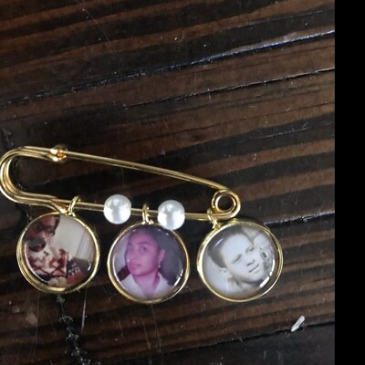 Groom Memory Pin, Boutonniere Charm, Bridal Bouquet Charm, Custom Photo ...