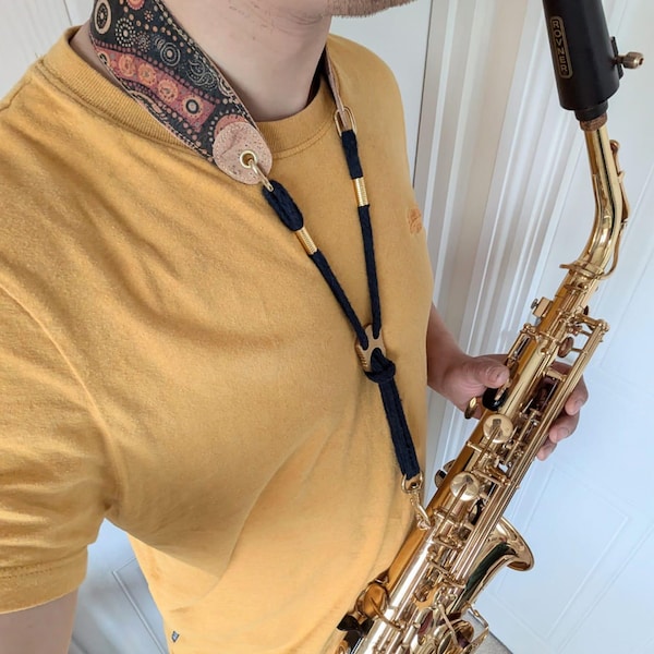 Glade Saxophone Strap Sling / Golden / Personalised Custom Sax Harness ...