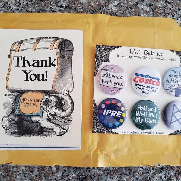 TAZ: Balance Pinback Button Set - the Adventure Zone Padcast Fan Art ...