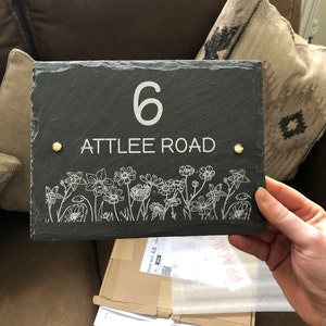 Rustic Slate Door Number, Slate Gate Sign Plaque, Stone Home Number ...