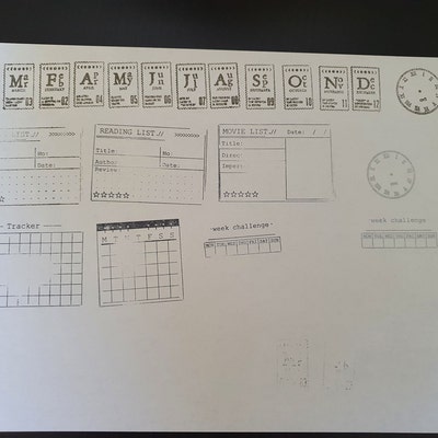 Planner Rubber Stamp Set Date Weekly Month Tracker Clock in Plann Habit ...