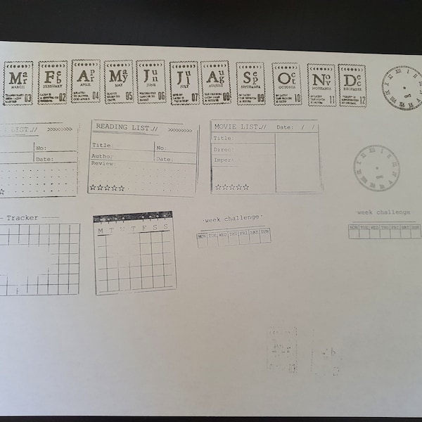 Planner Rubber Stamp Set: Date, Weekly, Habit Tracker - Etsy