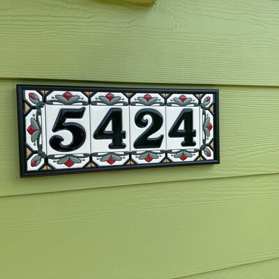 House Numbers Address Tiles Framed Set Custom Address Tiles Sign Hand ...