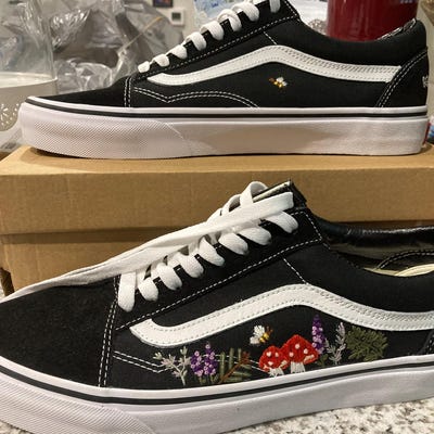 Wedding Vans/custom Wedding Shoes/embroidered Pastel Roses Vans/hand ...