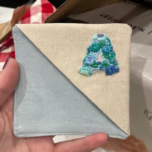Embroidered Bookmark / Fabric Bookmark / Personalized Initial Bookmark ...