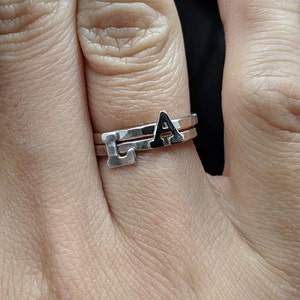 Sterling Silver Initial Ring ONE Custom Letter Stacking Ring - Etsy