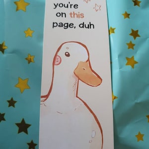 Duck Bookmark You're on This Page Cute Bookmark - Etsy