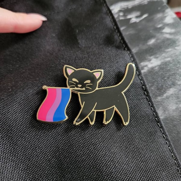 PREORDER Bisexual Pride Flag Cat Hard Enamel Pin | Lapel Pin | Bi Flag ...