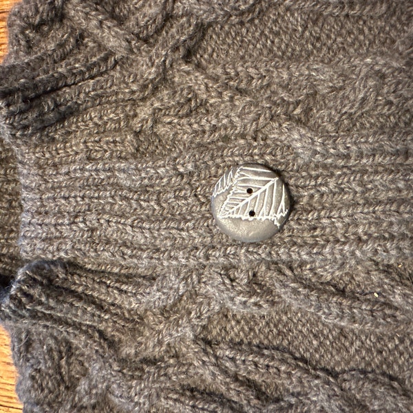 Leaf Noir-artisan Buttons-pottery Buttons-black Ceramic Button Knitting ...