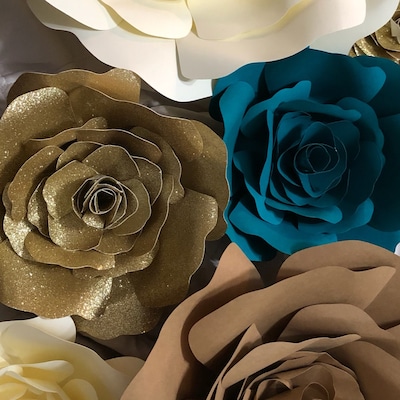 DIY Giant Paper Rose Pattern Templates and Tutorials, Garden Birthday ...