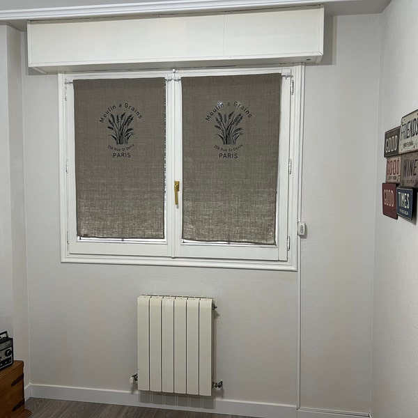 Natural Linen Cafe Curtains in Classic Gingham, Custom Size Farmhous ...