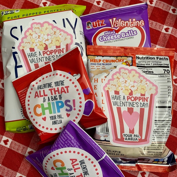 Valentine Chips Stickers, Kids Valentine's Day, You're All That and a ...