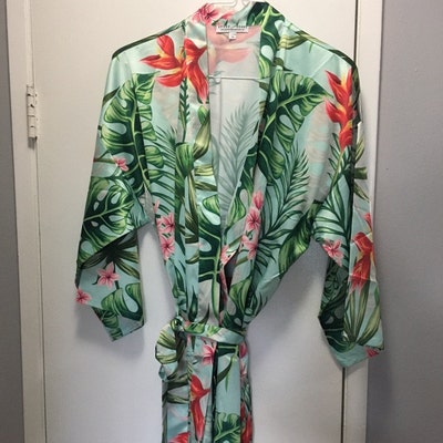 Satin Tropical Robe, Bridesmaid Robe, Hawaiian Robe, Bridal Party Robes ...