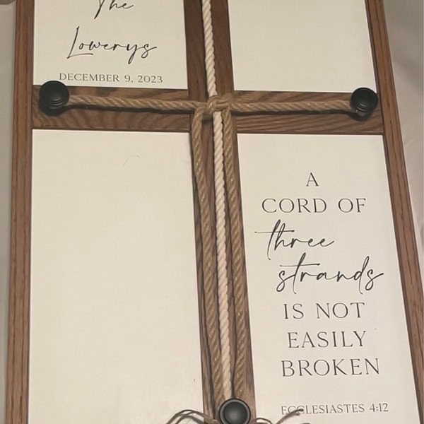 A Cord of Three Strands Unity Ceremony Idea Cross Braid Wedding Signage ...