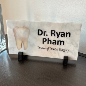 Chef Desk Sign Chef Name Plate Marble Stone Desktop Name and Title Sign ...