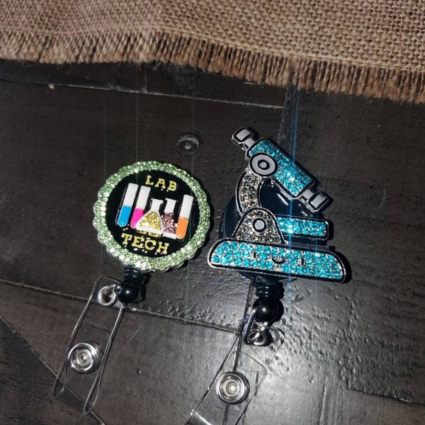 Microscope Badge Reel, Micro Name Tag, Lab Tech Badge, Med Tech Gift ...