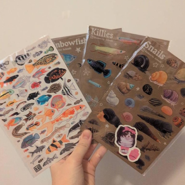 MULTIPACK Clear Aquarium Fish Sticker Sheets | 200+ Transparent ...