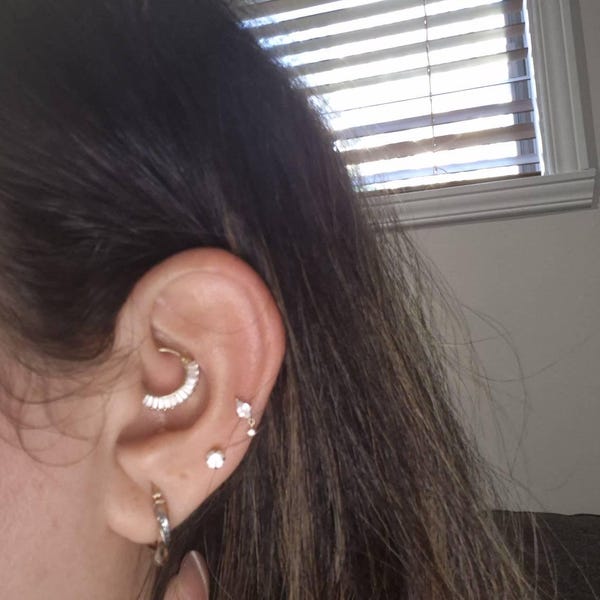 14K Solid Gold Barbed Wire Septum Ring, Gold Thorns Hoop Ring, Helix ...