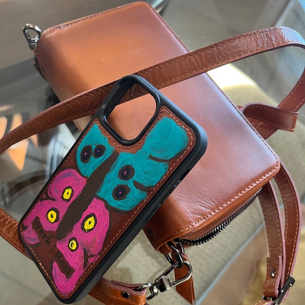 Leather Dual iPhone Case, iPhone Wallet, 2 Phone Holder, Double iPhone ...