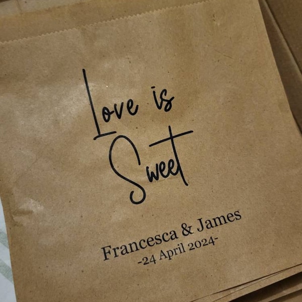 Personalised Paper Sweet Bags Treat Bags, Wedding Sweet Cart, Cake ...