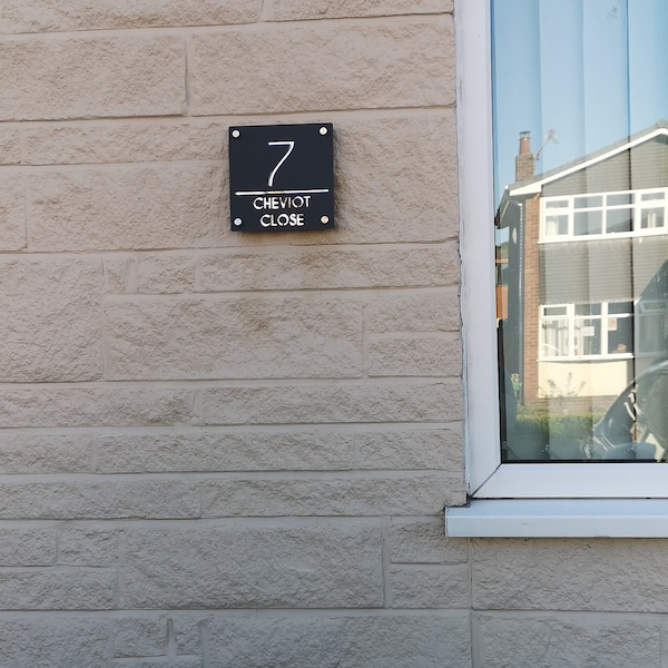 Contemporary Square House Sign Door Number Acrylic Door Sign Bespoke ...