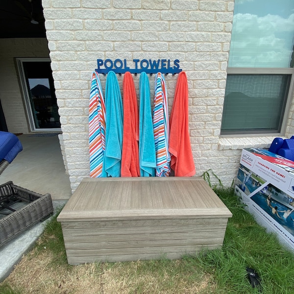 Pool Towels Rack Hanger With Hooks, Powder Coated With Matching Screws ...