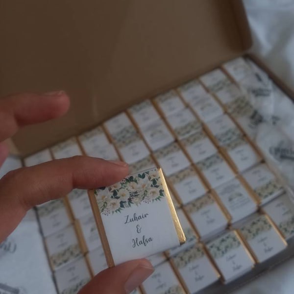 Hajj Mubarak Personalised Chocolate Party Favours Handmade Square Umrah ...
