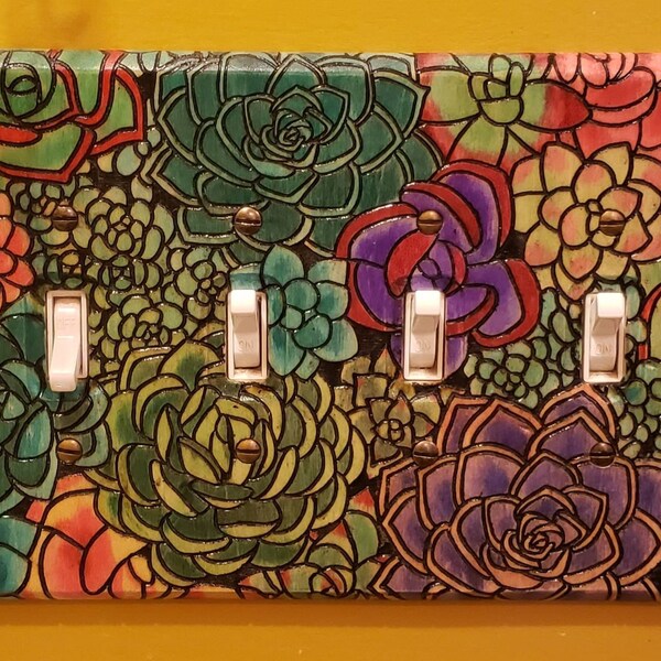 Double Engraved Wooden Lupin and Mount Baker Light Switch Cover - Etsy