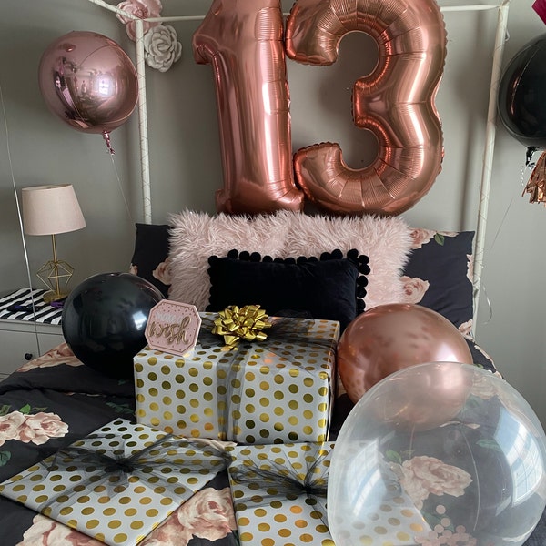 Number 13 GIANT Rose Gold Balloon 40" 13th Birthday ROSE GOLD Balloons ...