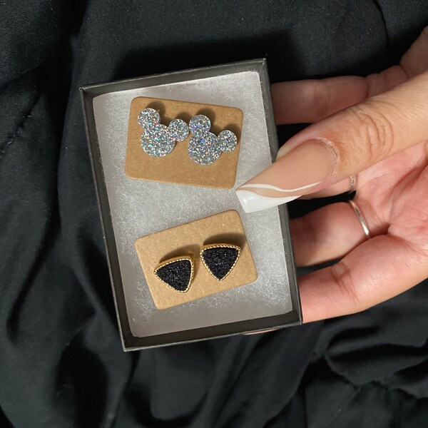 Dusty Rose, Very Light Pink and Rainbow White -10mm or 8mm Crown Stud Set - Etsy