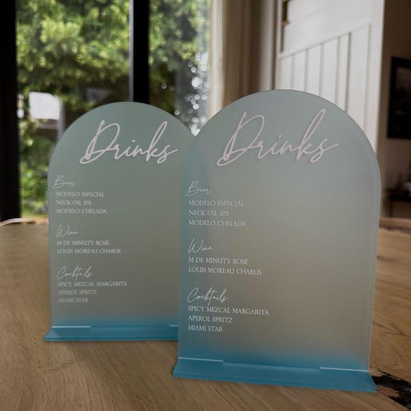 A6/A5 Arch Drinks Menu, Cream Beige Marble Acrylic Menu, UV Printed ...
