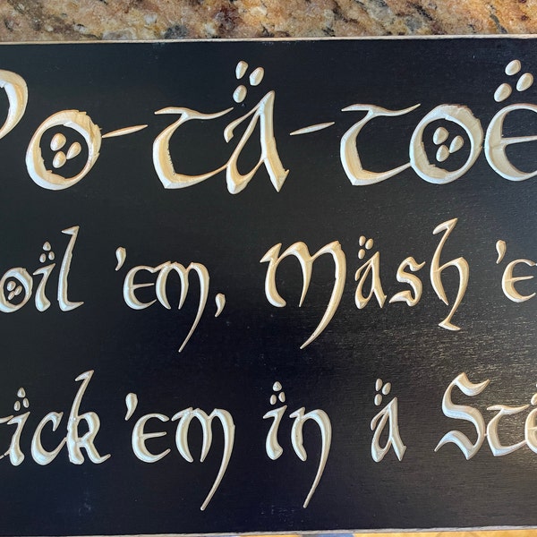 Potatoes Taters Engraved Wood Sign Hobbit Meals Menu Lord of the Rings ...