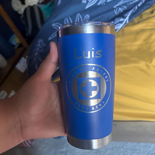 Cruz Azul Laser Engraved Tumbler 20oz, Vaso Termico Grabado De Cruz ...
