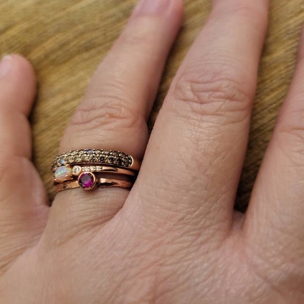 Copper Ruby Ring, Classic Size, Stackable Rings, Ruby Mother's Ring ...