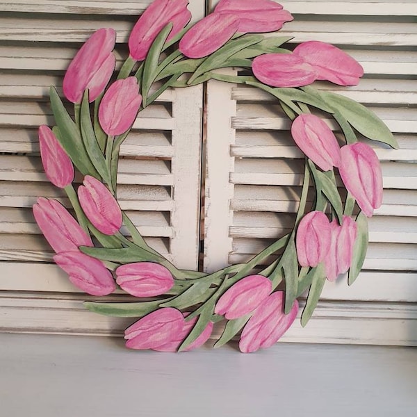 Wreath Svg Tulip Wreath Ornament Svg Laser Cut Files Easter Wreath ...
