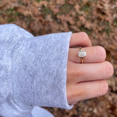 3 CT Pear Shape Lab Grown Diamond Engagement Ring / 6 Prong Tear CVD ...