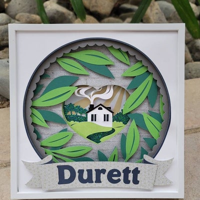 Family Name Shadow Box SVG Template, 3D SVG House Layered Paper Cut ...