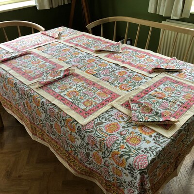Moroccan Blue & Marine Block Print Tablecloth Outdoor - Etsy