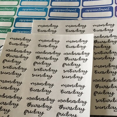 Days of the Week Script Planner Stickers - Etsy