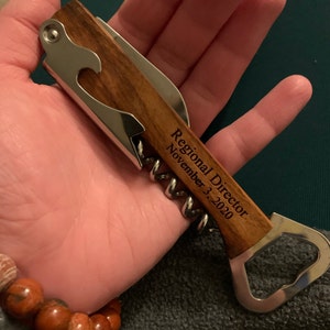 Engraved corkscrew opener Personalized wood bottle opener | Etsy